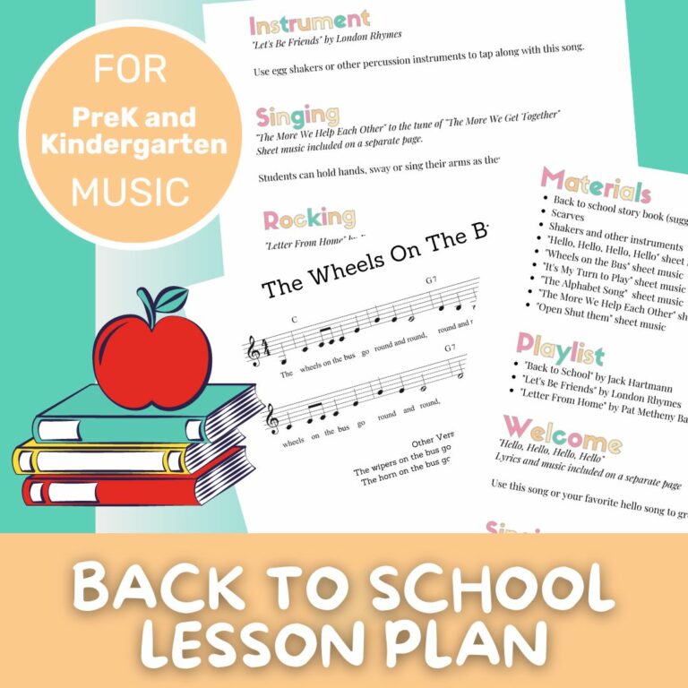 Music Lesson Plan | Back to School | Movement and Musical Activities ...