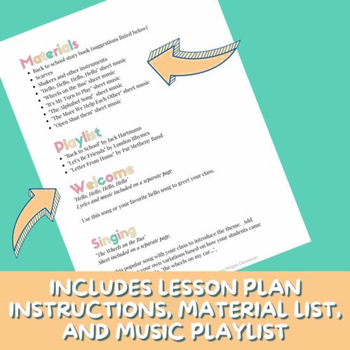 Music Lesson Plan | Back to School | Movement and Musical Activities ...