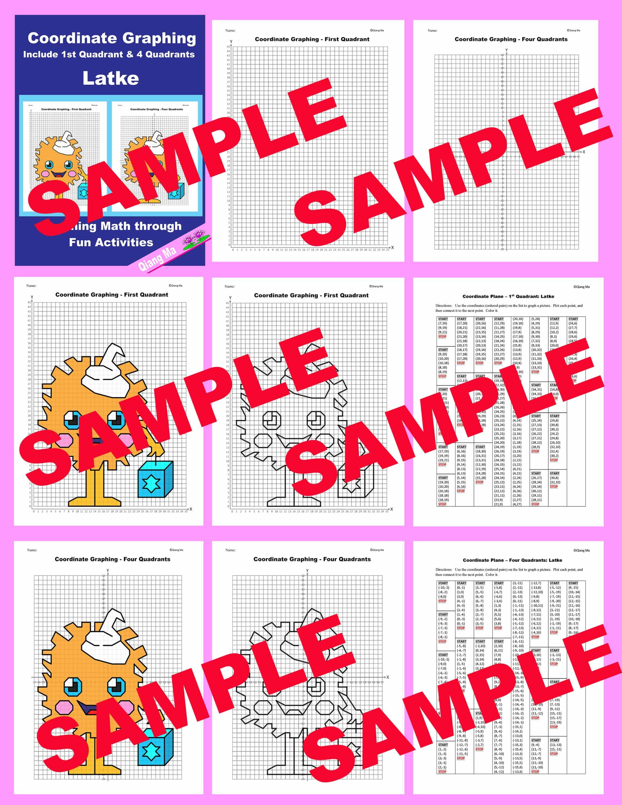 Hanukkah Coordinate Plane Graphing Picture: Latke | Made By Teachers