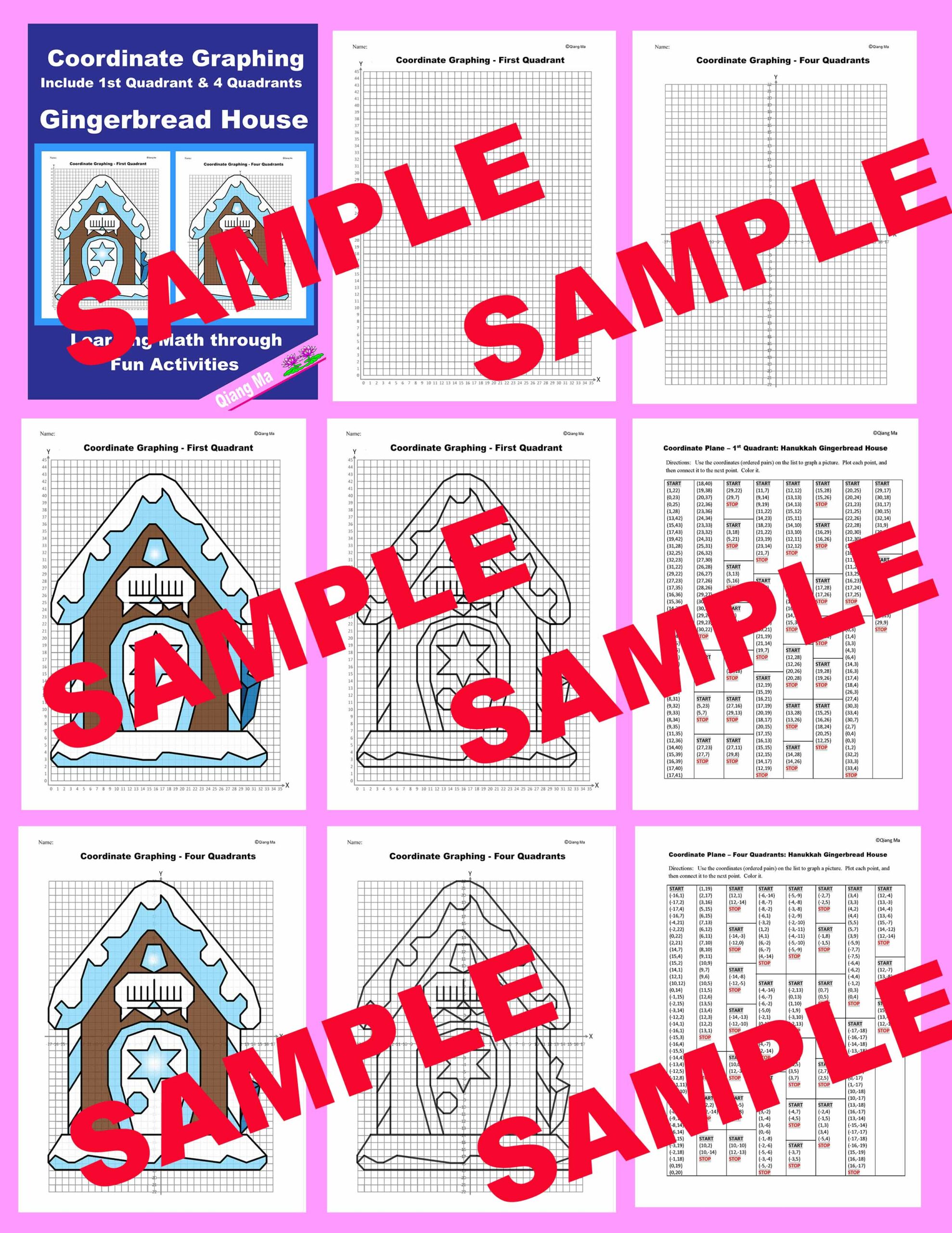 Hanukkah Coordinate Plane Graphing Picture: Gingerbread House | Made By ...