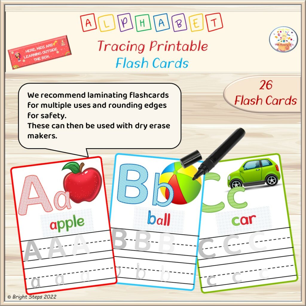 Alphabet Tracing Printable Flash Cards For Lovely Kids | Made By Teachers