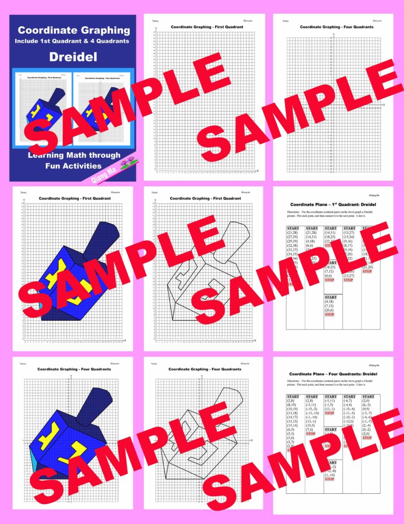 Hanukkah Coordinate Plane Graphing Picture: Dreidel | Made By Teachers