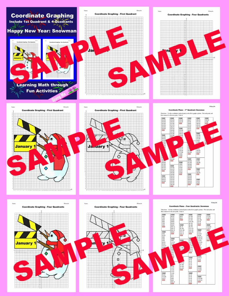 Happy New Year Coordinate Plane Graphing Picture: Snowman | Made By ...