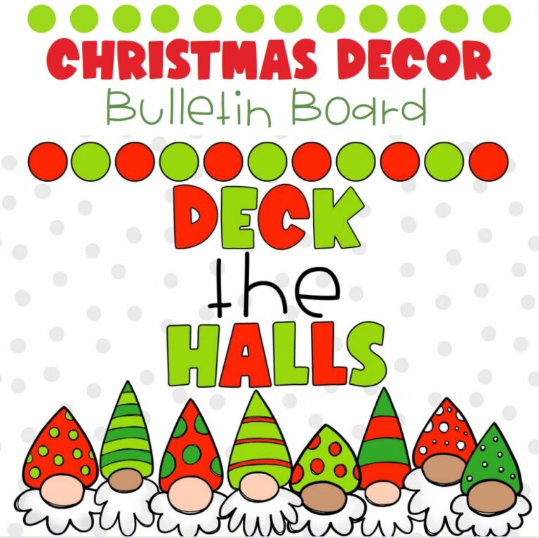 "Deck the Halls" Gnomes Christmas Bulletin Board and Door Decor Kit ...