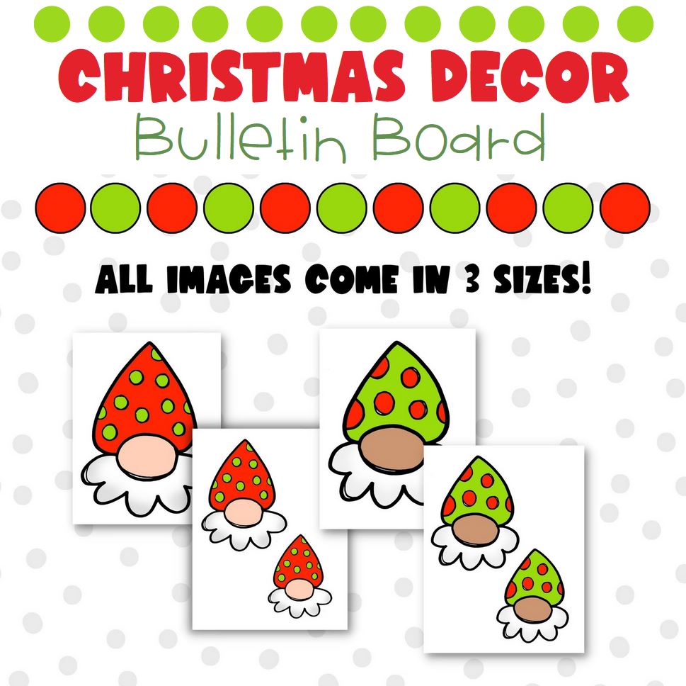 "Deck the Halls" Gnomes Christmas Bulletin Board and Door Decor Kit ...