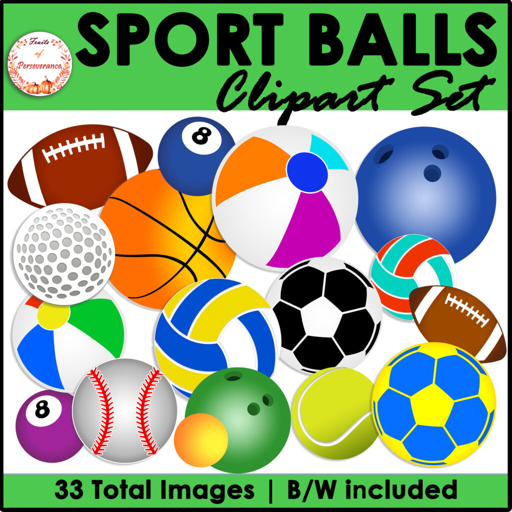 Sport Balls Clipart | Football Basketball Soccer Tennis Beach Balls ...