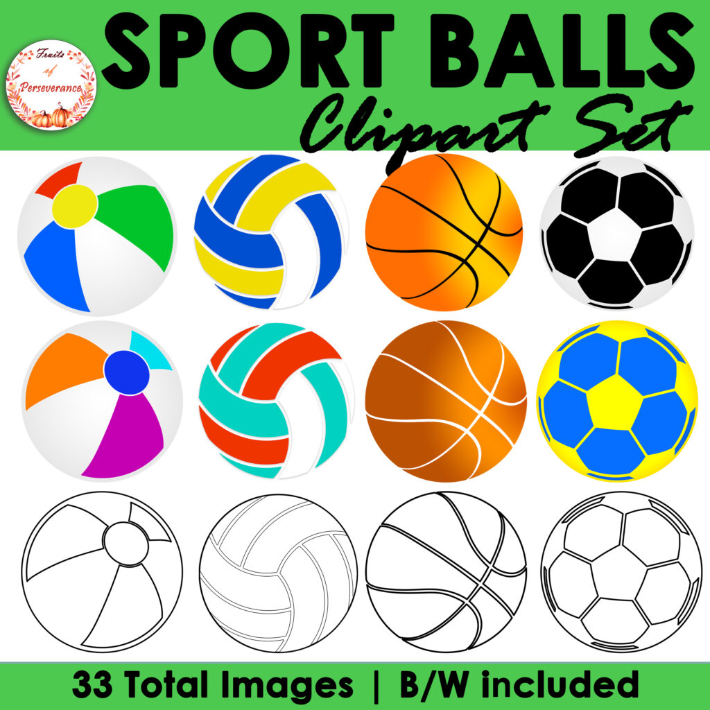 Sport Balls Clipart | Football Basketball Soccer Tennis Beach Balls ...