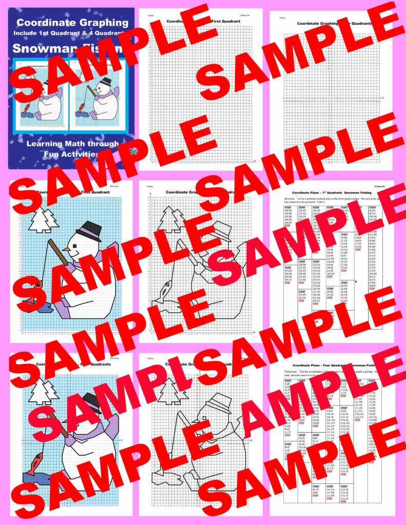 Winter Coordinate Plane Graphing Picture: Snowman Fishing | Made By ...