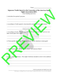 Close Reading of a Persuasive Speech by Sojourner Truth | Made By Teachers