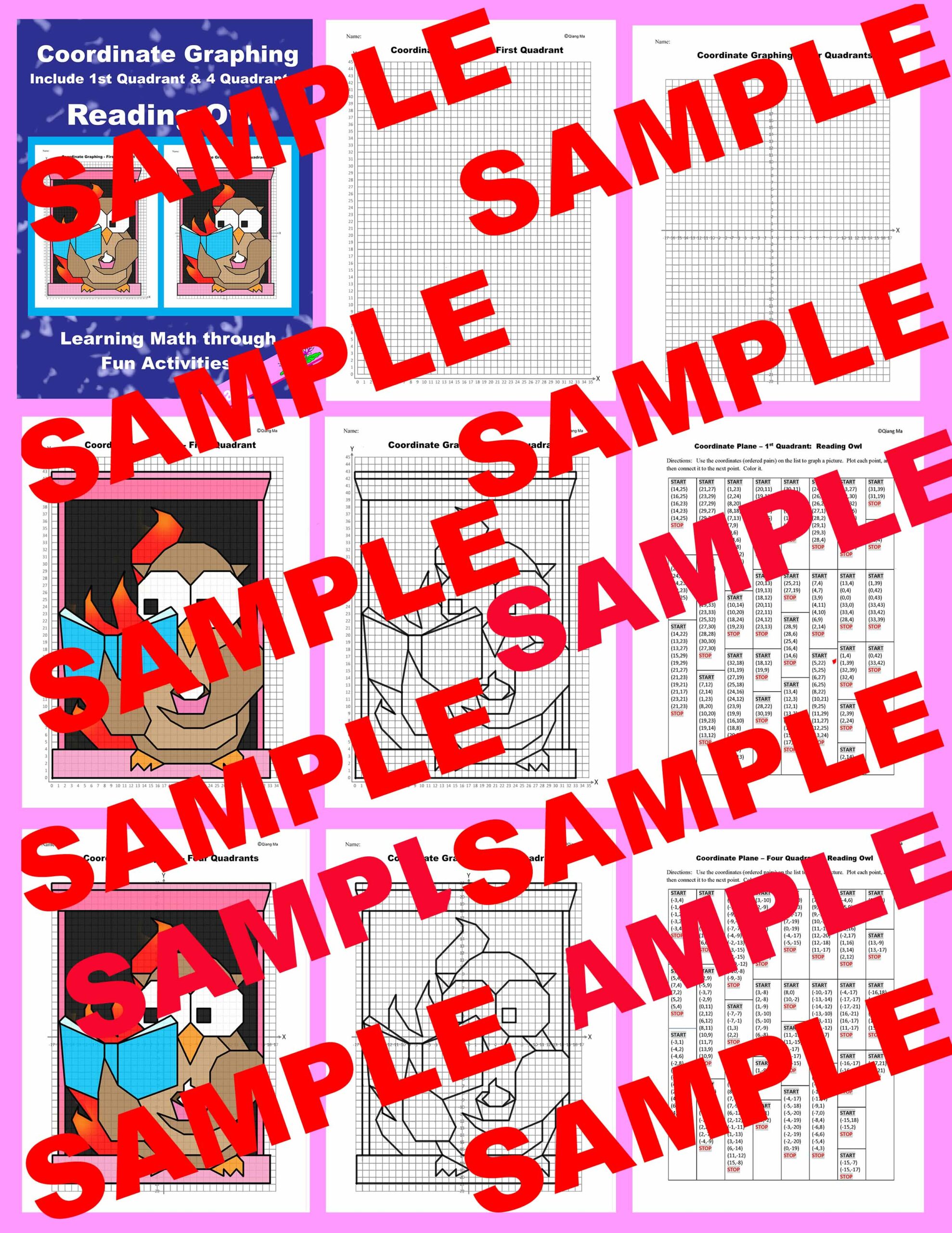 Winter Coordinate Plane Graphing Picture: Reading Owl | Made By Teachers