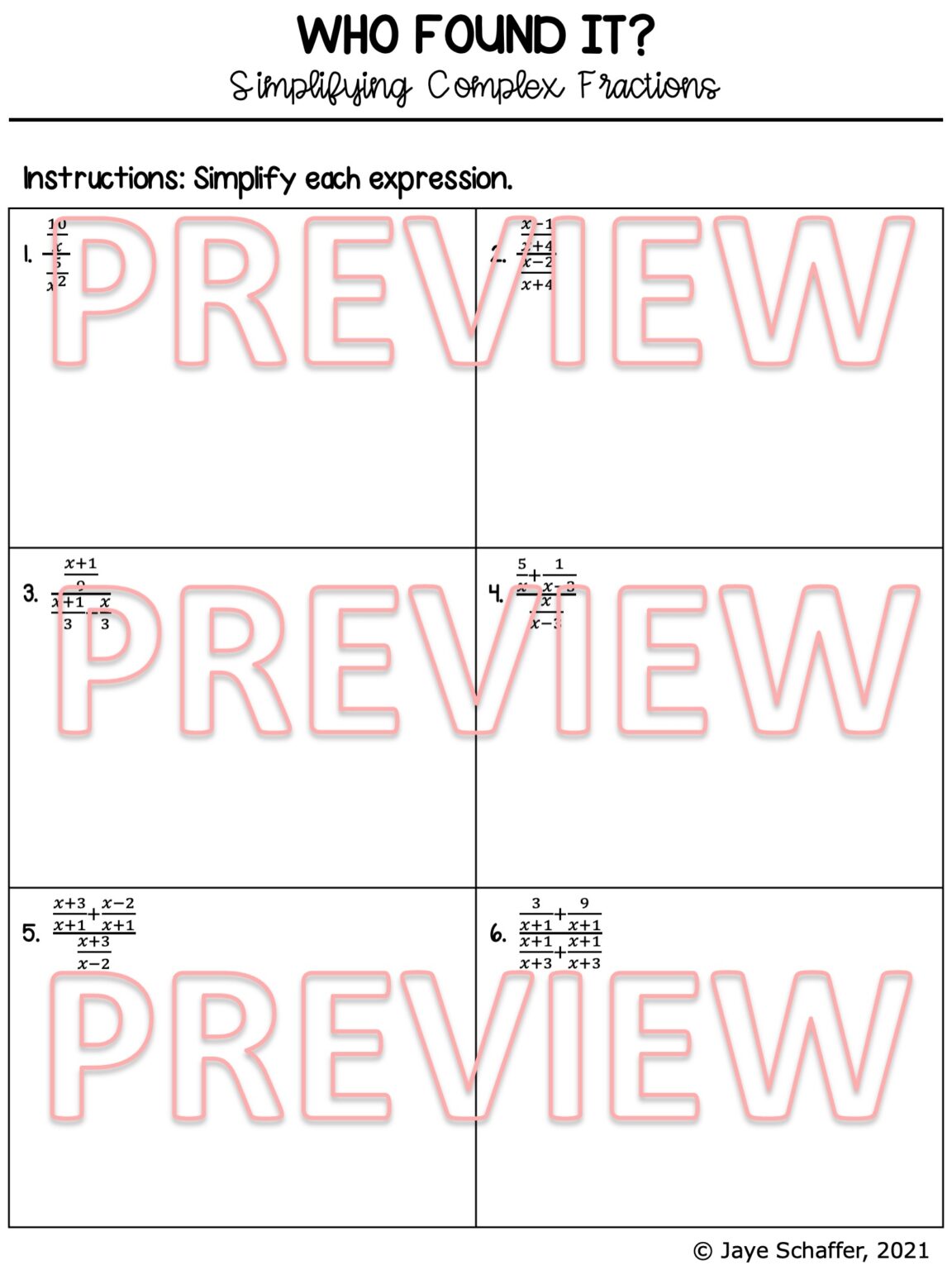 Simplifying Complex Fractions Clue Mini Mystery Activity | Made By Teachers