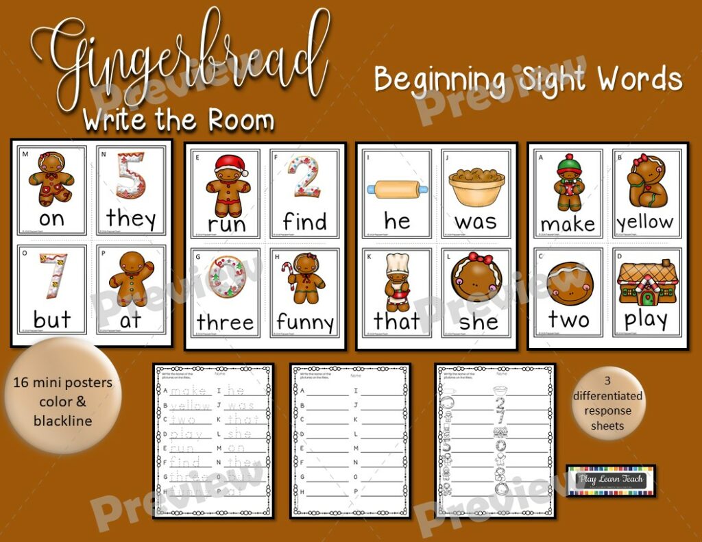Gingerbread Write the Room Sight Words Activity | Made By Teachers
