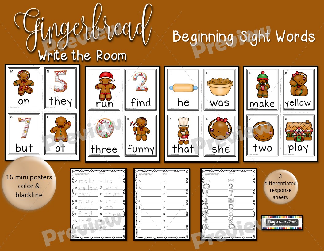 Gingerbread Write the Room Sight Words Activity | Made By Teachers