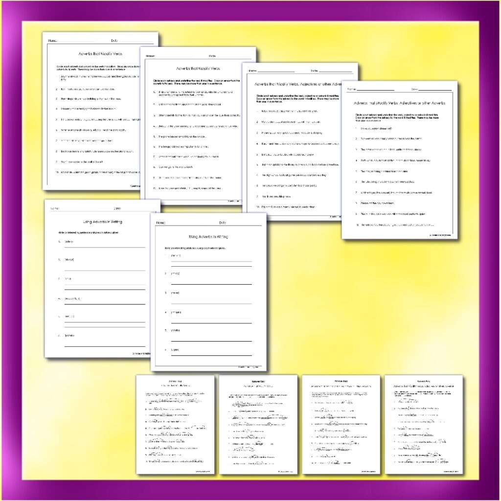 Adverbs - Recognizing & Using Adverbs - 6 Worksheets - Grades 3-4 ...