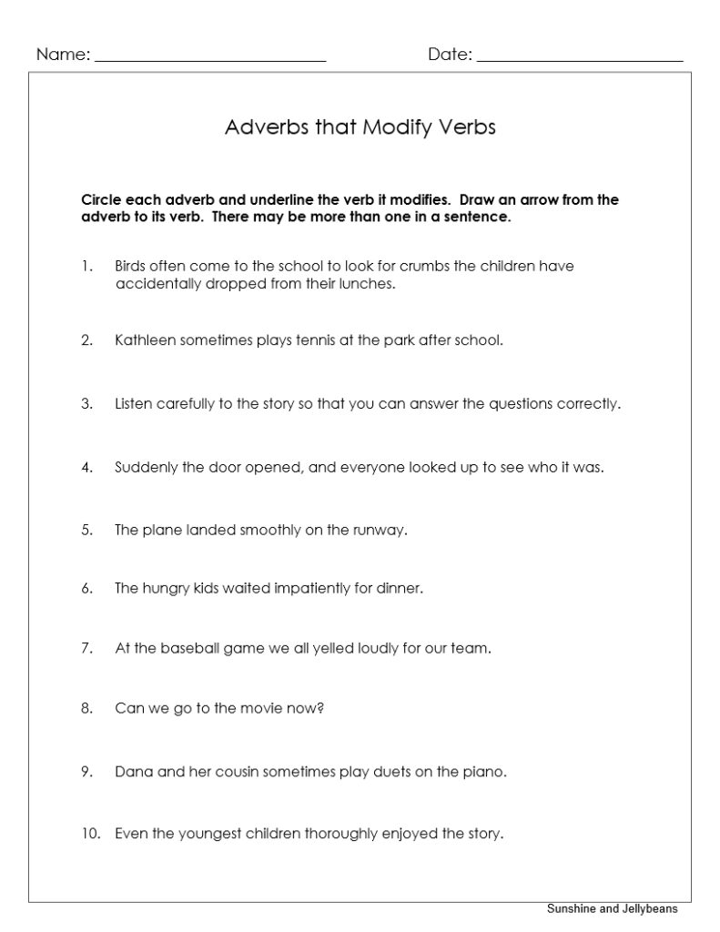 Adverbs - Recognizing & Using Adverbs - 6 Worksheets - Grades 3-4 ...