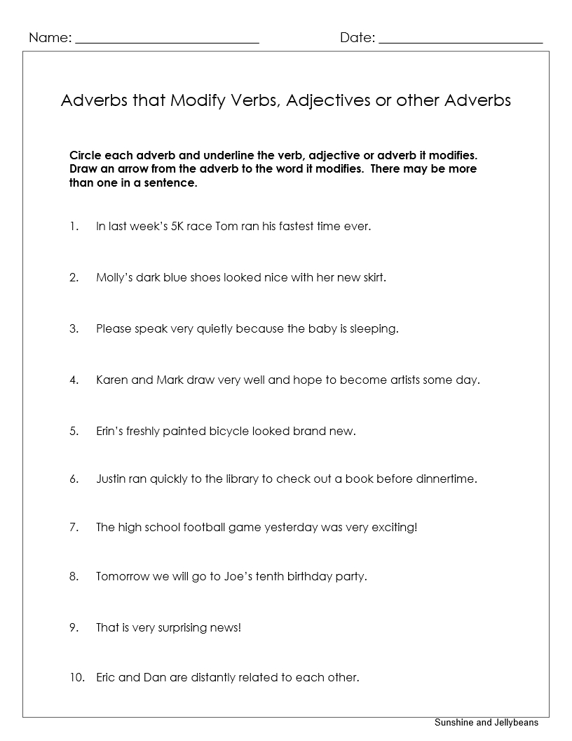 Adverbs - Recognizing & Using Adverbs - 6 Worksheets - Grades 3-4 ...