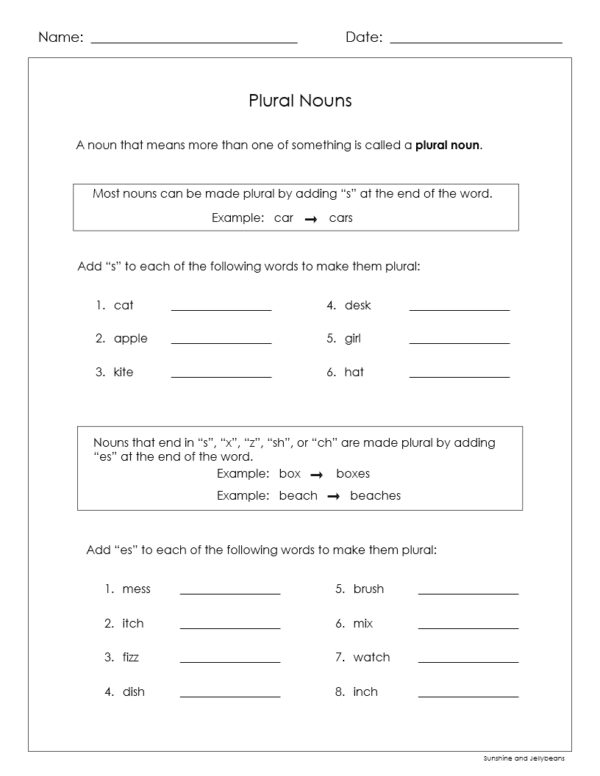 Plural Nouns - Regular & Irregular - 8 worksheets - Grades 2-3 - CCSS ...