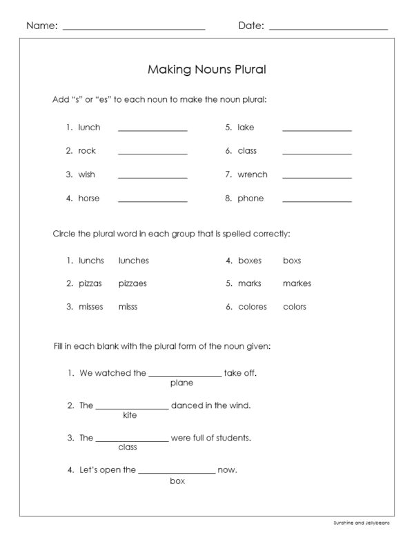 Plural Nouns - Regular & Irregular - 8 worksheets - Grades 2-3 - CCSS ...