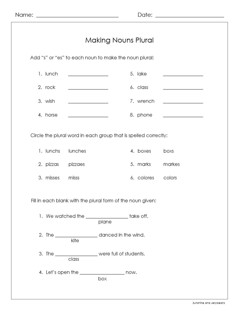 Plural Nouns - Regular & Irregular - 8 worksheets - Grades 2-3 - CCSS ...