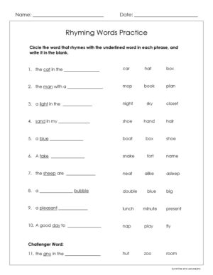 Words that Rhyme - 3 worksheets - Grades 2-3 - Great Practice! - CCSS ...