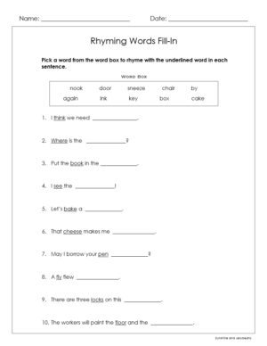 Words that Rhyme - 3 worksheets - Grades 2-3 - Great Practice! - CCSS ...
