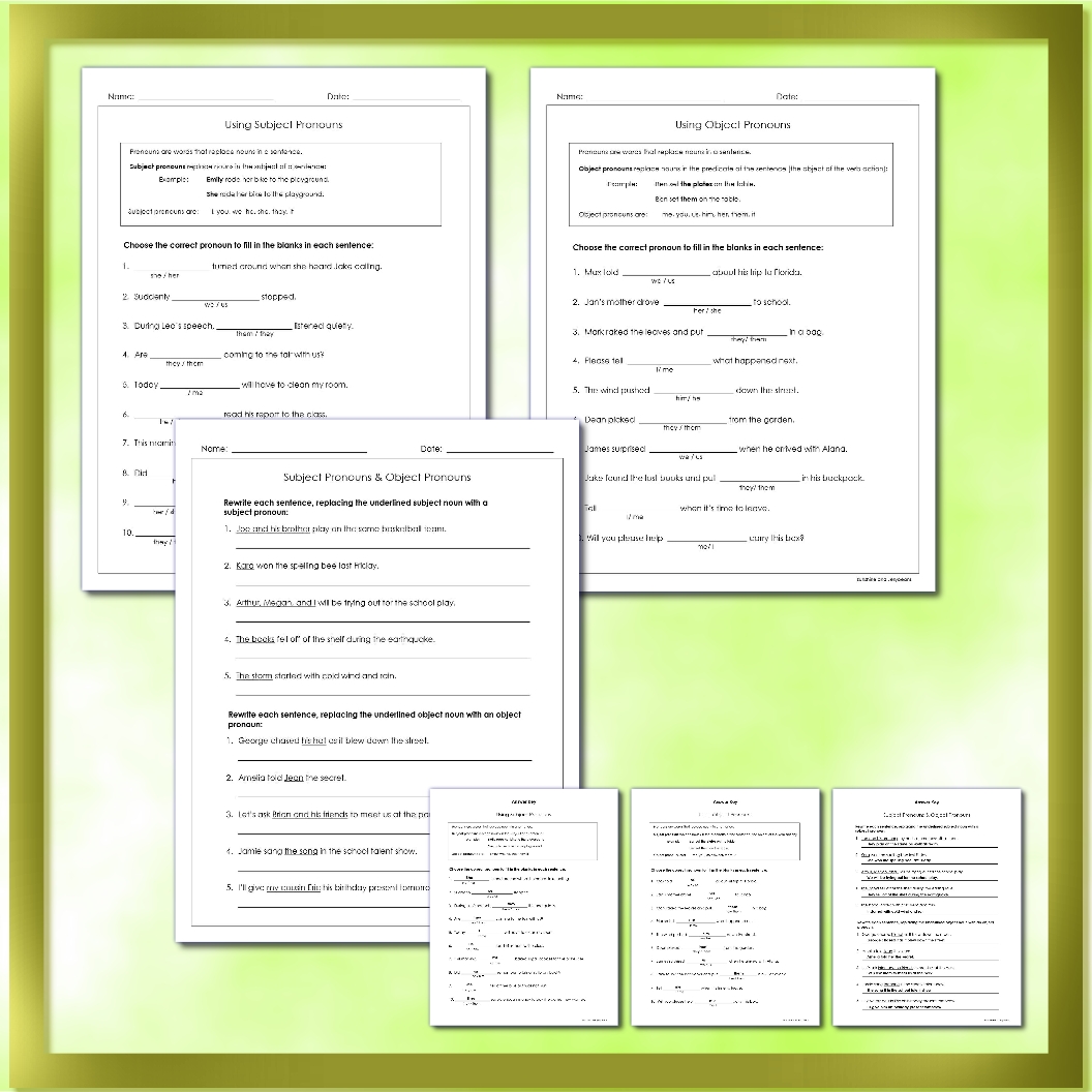 Subject & Object Pronouns - 3 worksheets - Grades 3-4 - CCSS | Made By ...