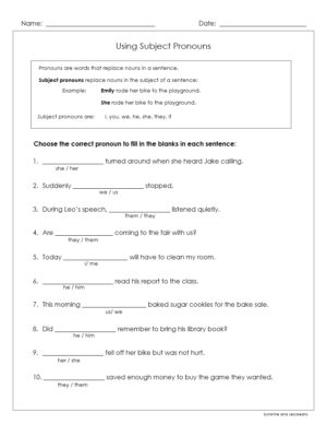 Subject & Object Pronouns - 3 worksheets - Grades 3-4 - CCSS | Made By ...