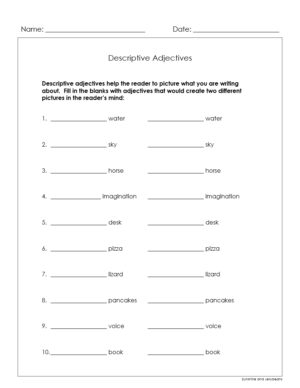 Descriptive Adjectives - Recognizing and Writing - 4 Worksheets ...