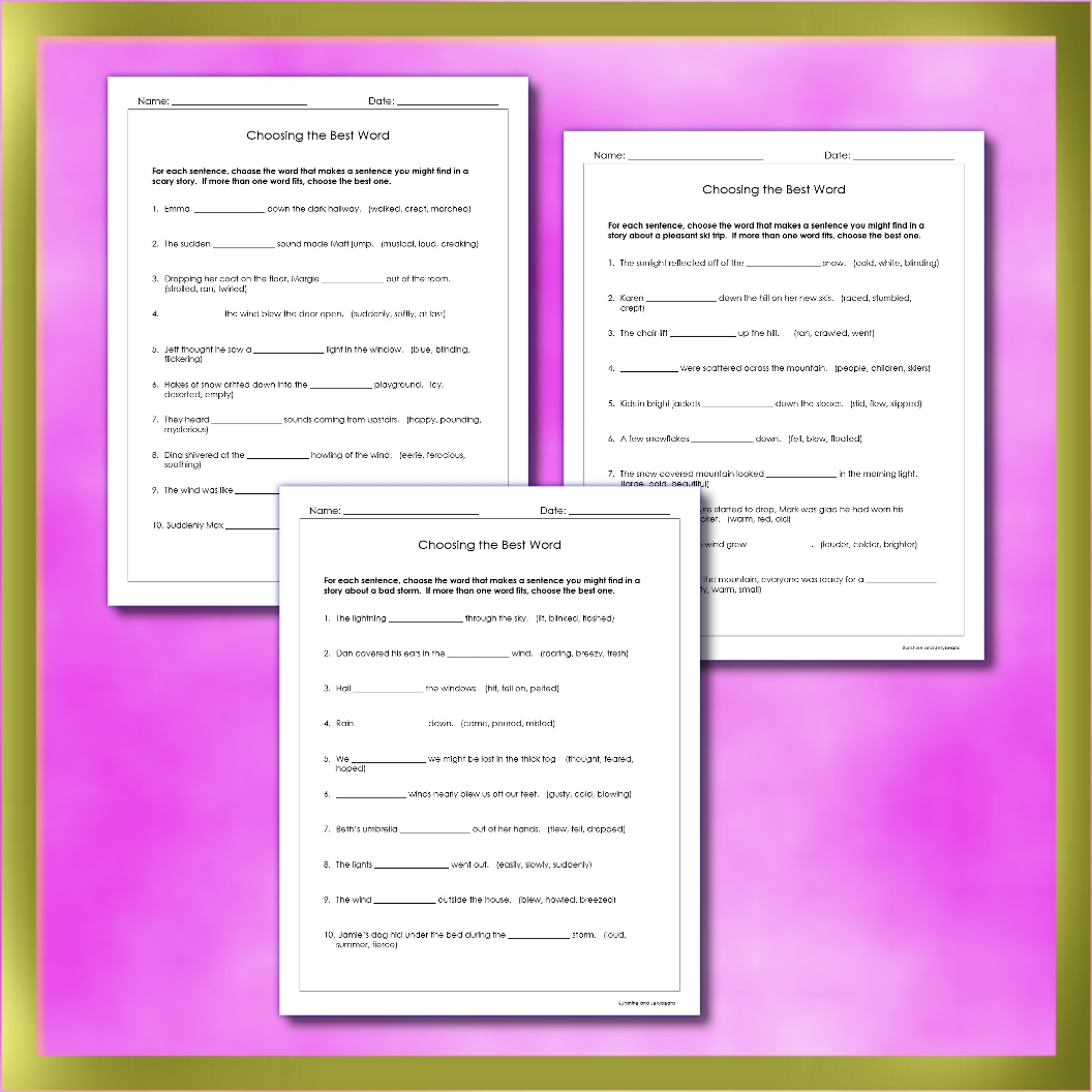 Effective Writing - Choosing the Best Word - 3 worksheets - Grades 3-5 ...
