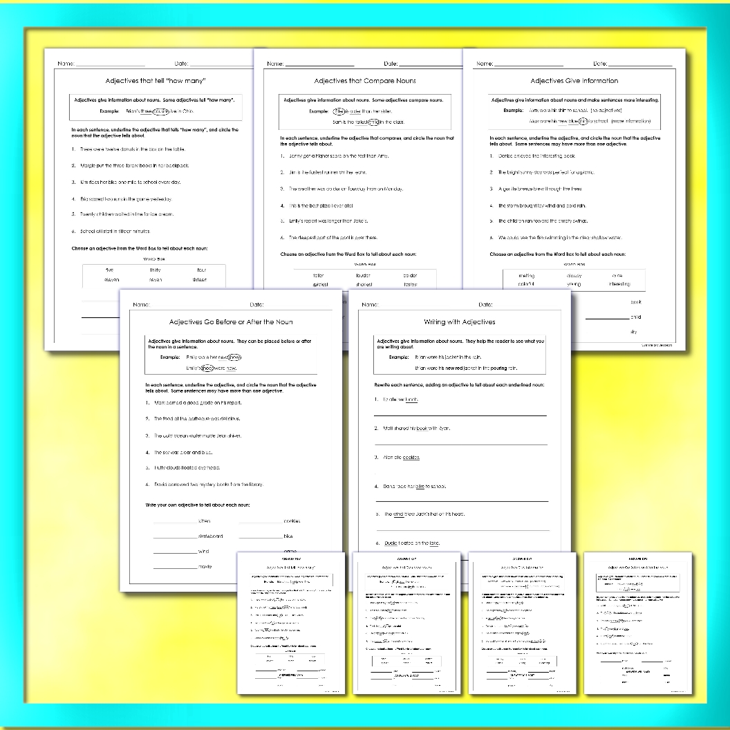 Adjectives - 5 worksheets - with Explanations & Examples - Grades 2-3 ...