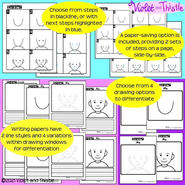 Directed Drawing Self Portrait Template Back to School Write Learn How ...