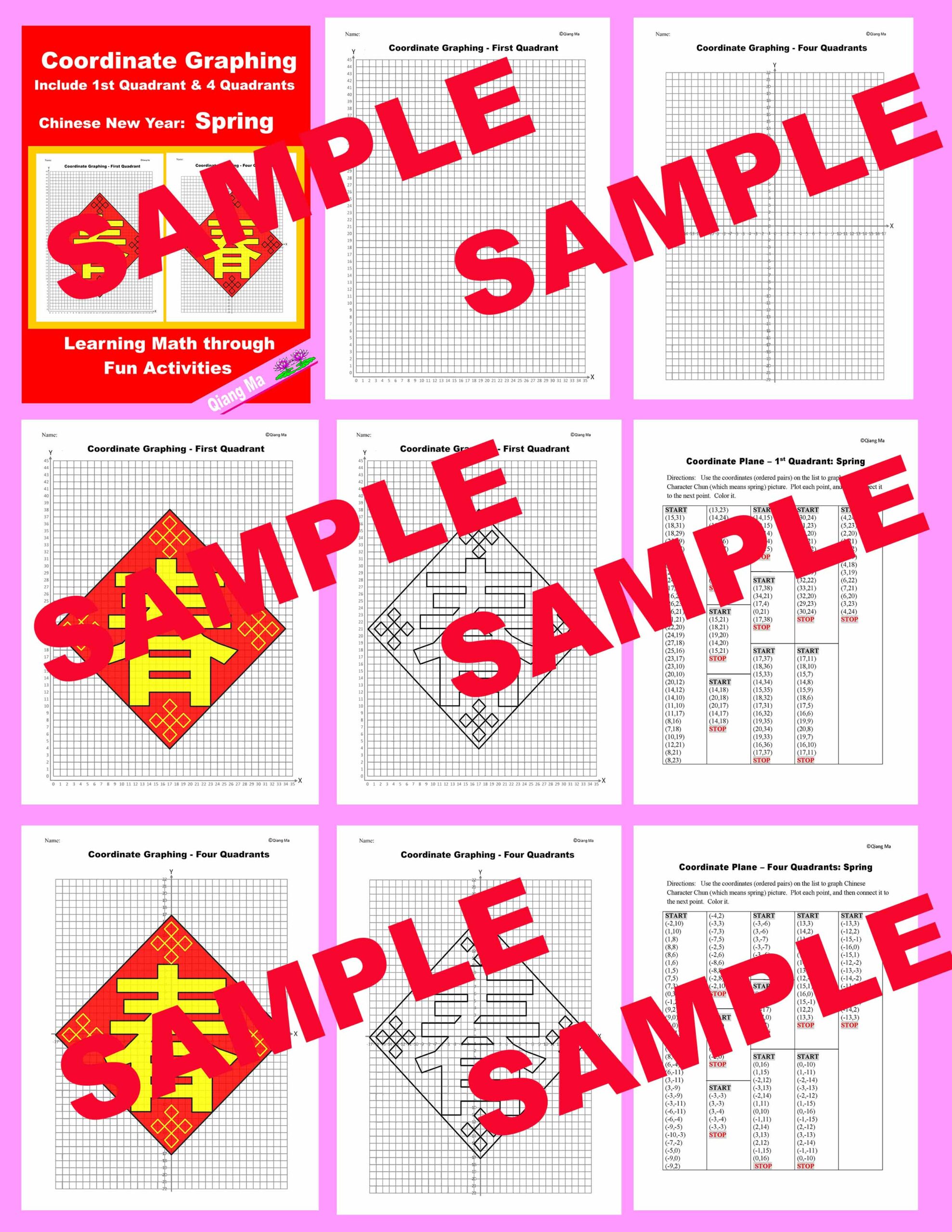 Chinese New Year Coordinate Plane Graphing Picture: Character Spring ...
