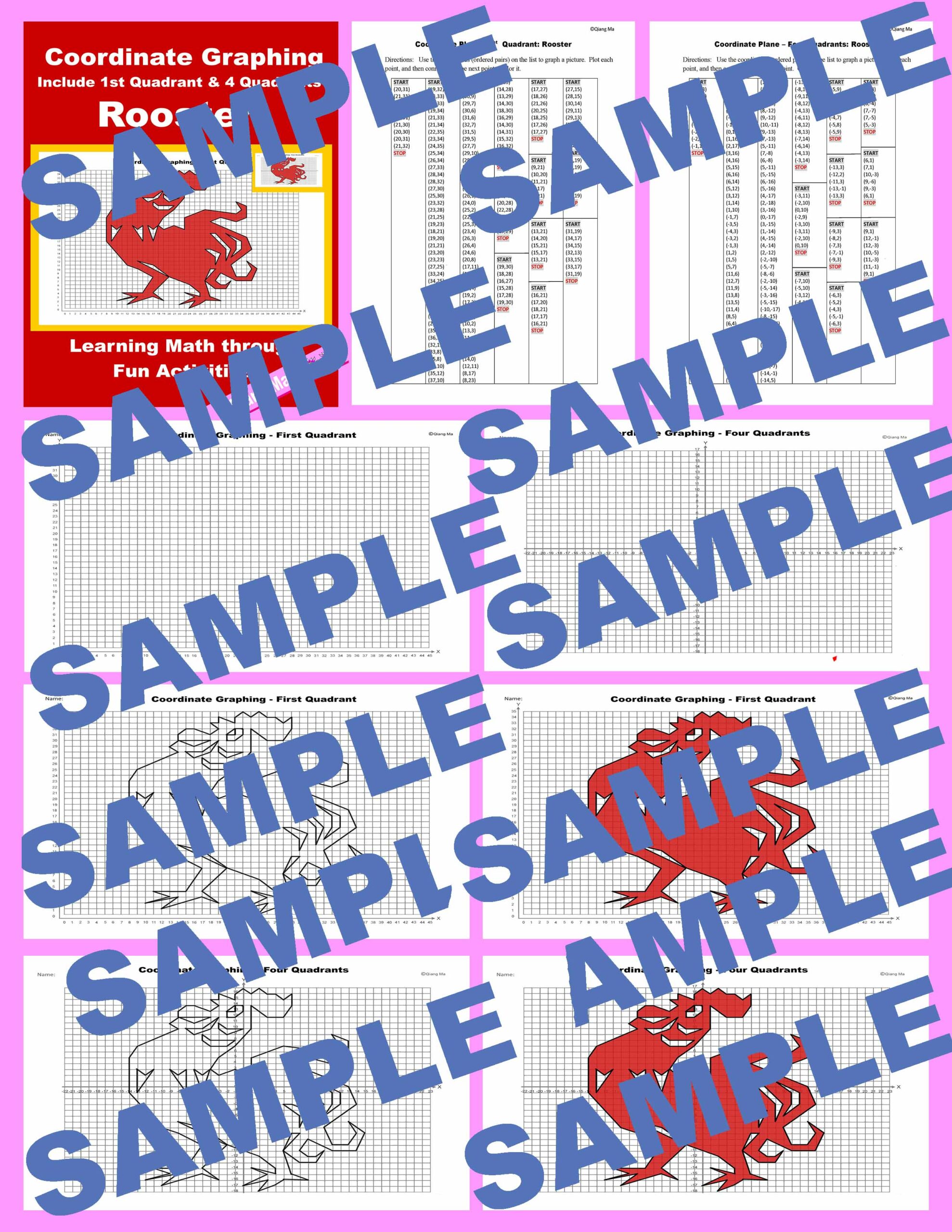Chinese New Year Coordinate Plane Graphing Picture: Zodiac Rooster ...
