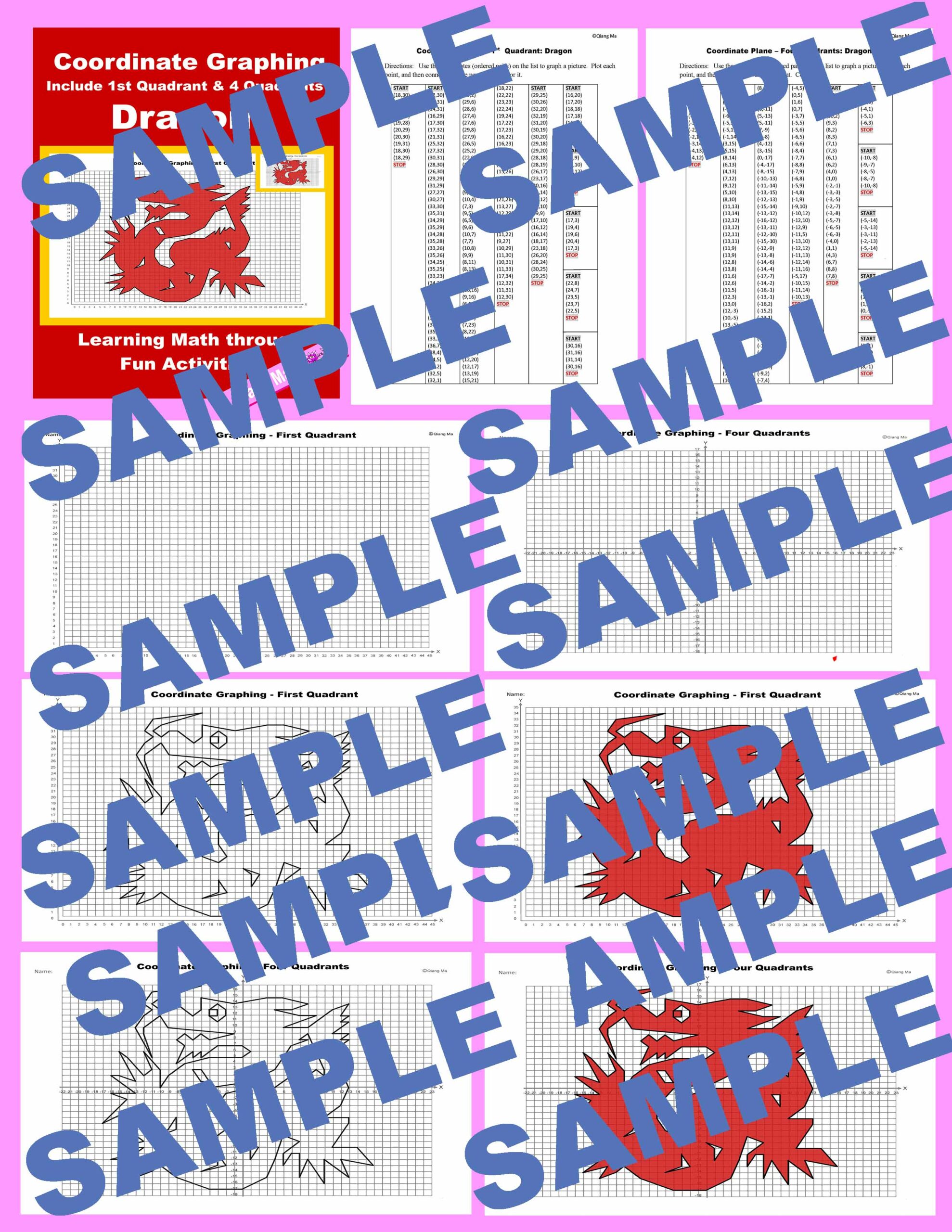 Chinese New Year Coordinate Plane Graphing Picture: Zodiac Dragon ...