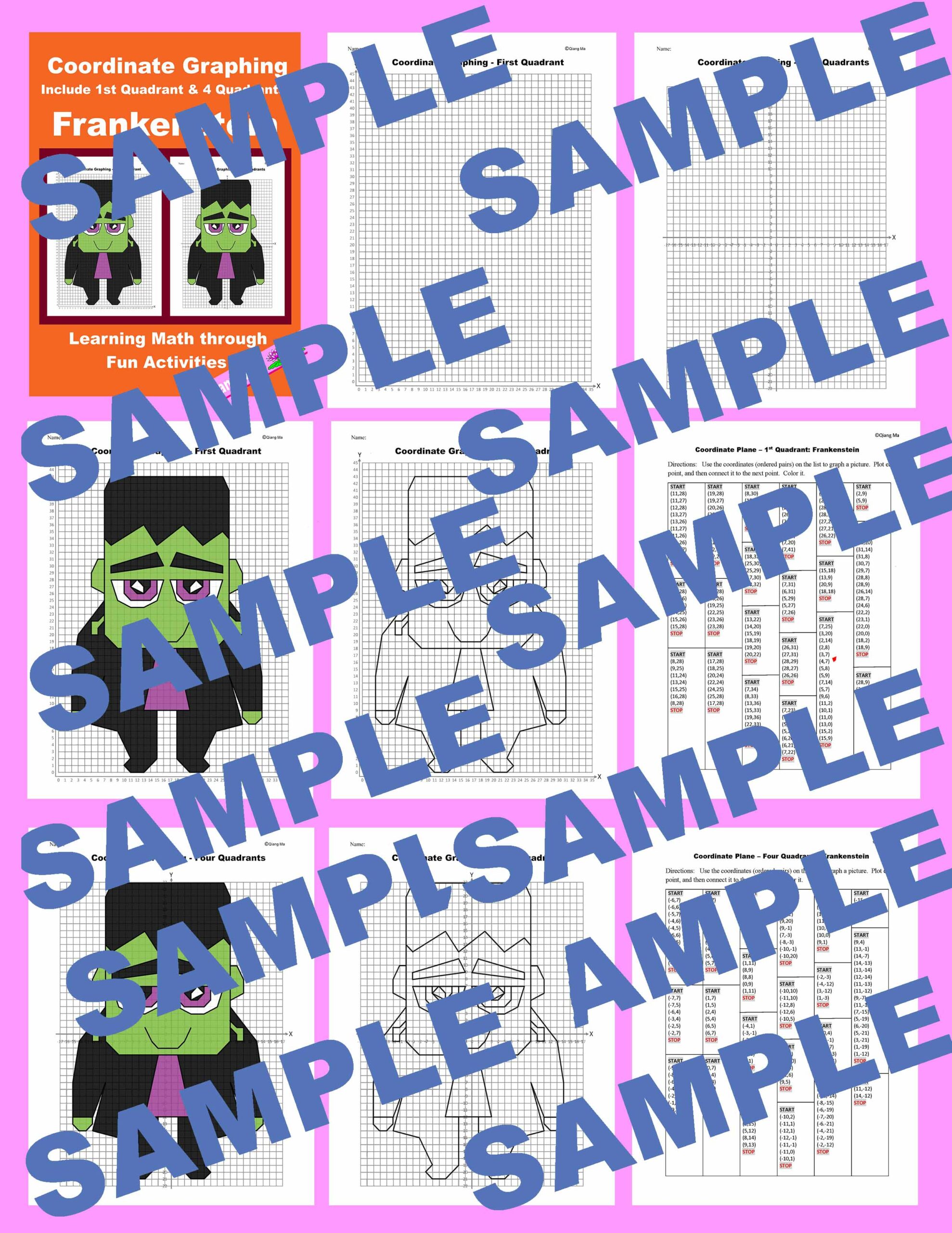 Halloween Coordinate Plane Graphing Picture: Frankenstein | Made By ...