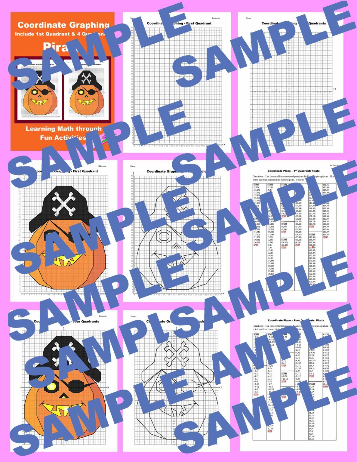 Halloween Coordinate Plane Graphing Picture: Pirate | Made By Teachers