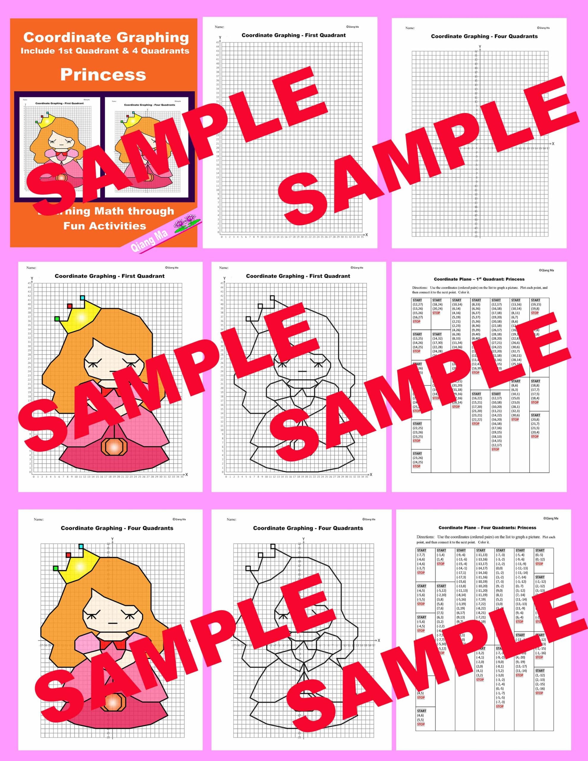 Halloween Coordinate Plane Graphing Picture: Princess | Made By Teachers
