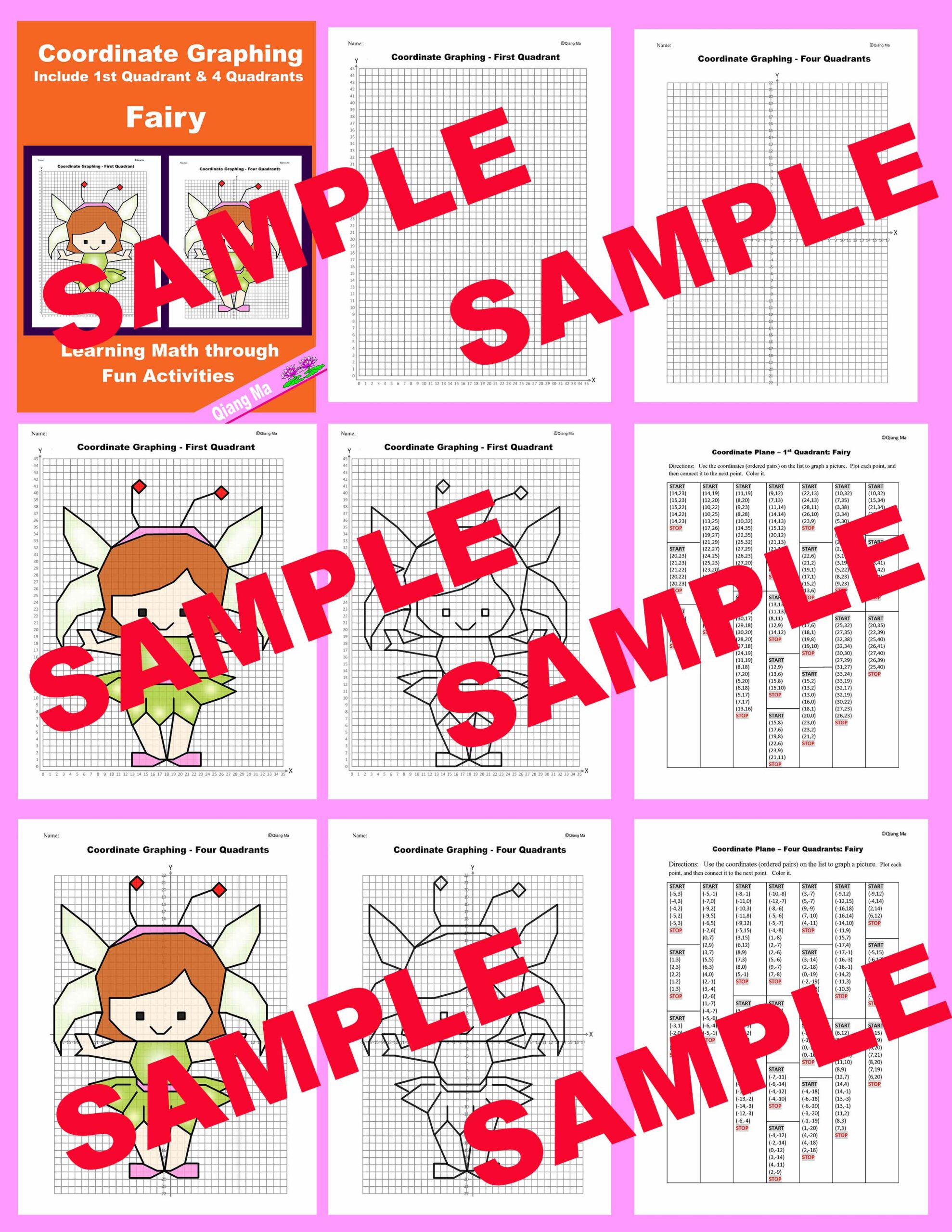 Halloween Coordinate Plane Graphing Picture: Fairy | Made By Teachers