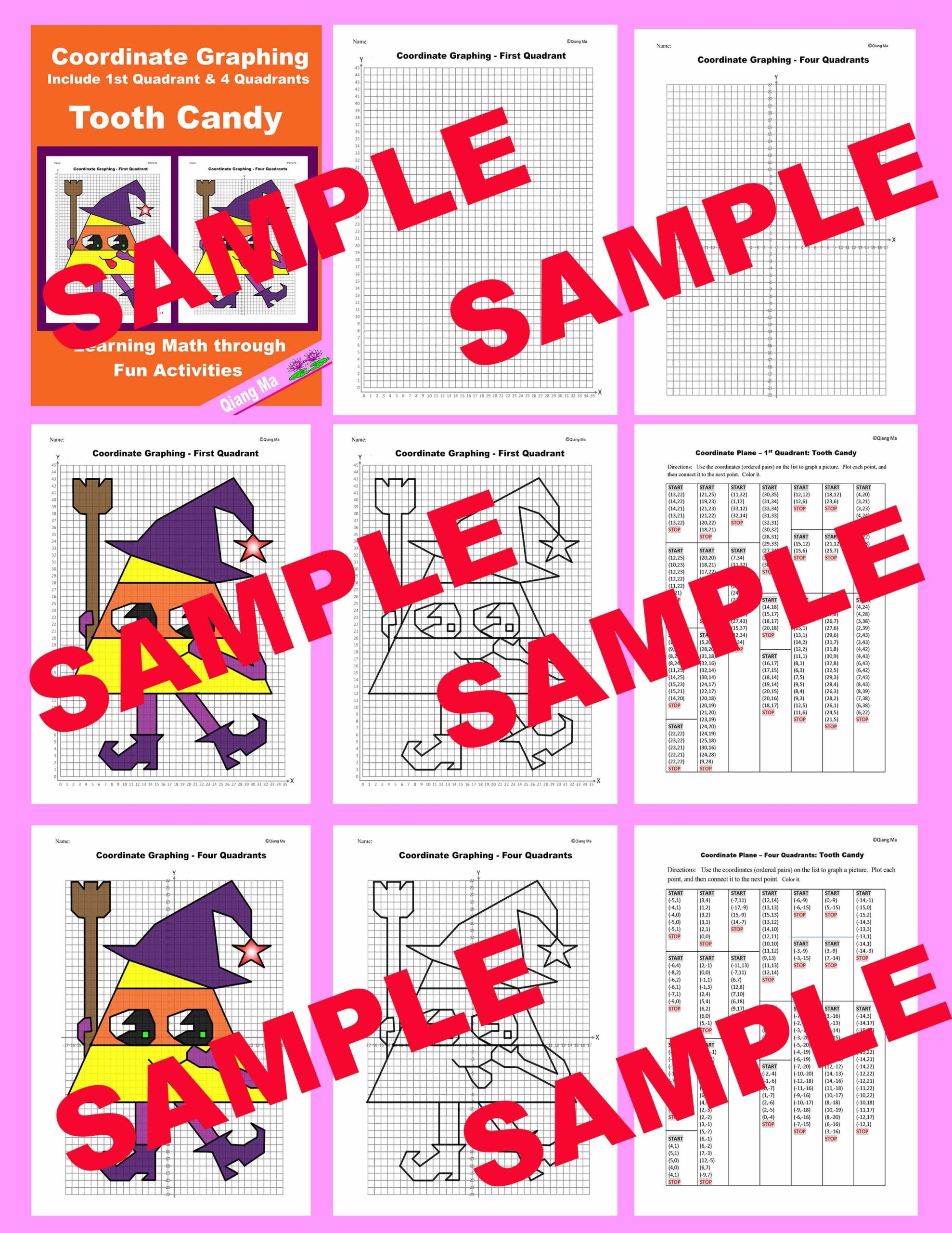 Halloween Coordinate Plane Graphing Picture: Tooth Candy | Made By Teachers