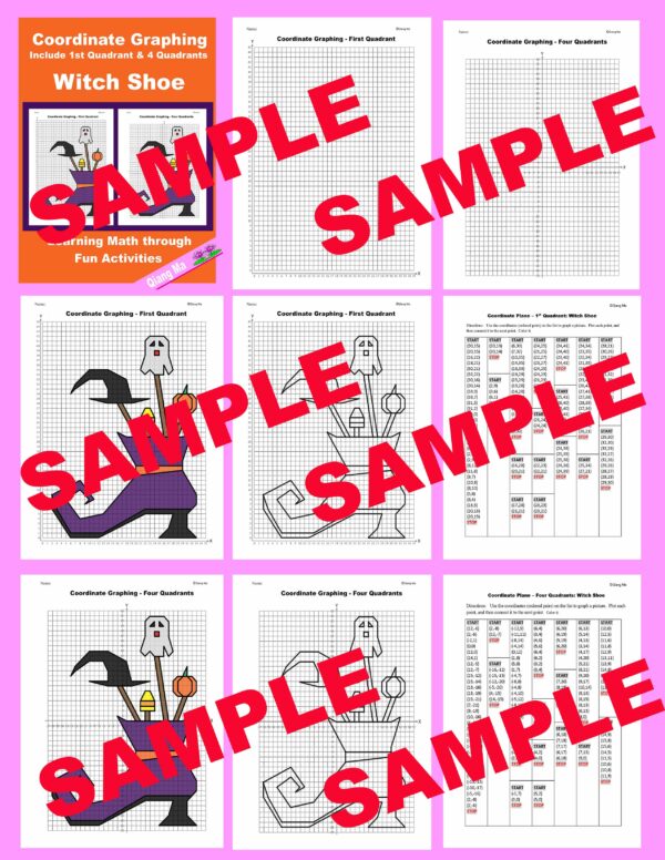 Halloween Coordinate Plane Graphing Picture: Witch Shoe | Made By Teachers