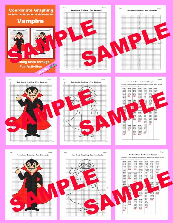 Halloween Coordinate Plane Graphing Picture: Vampire - Made By Teachers