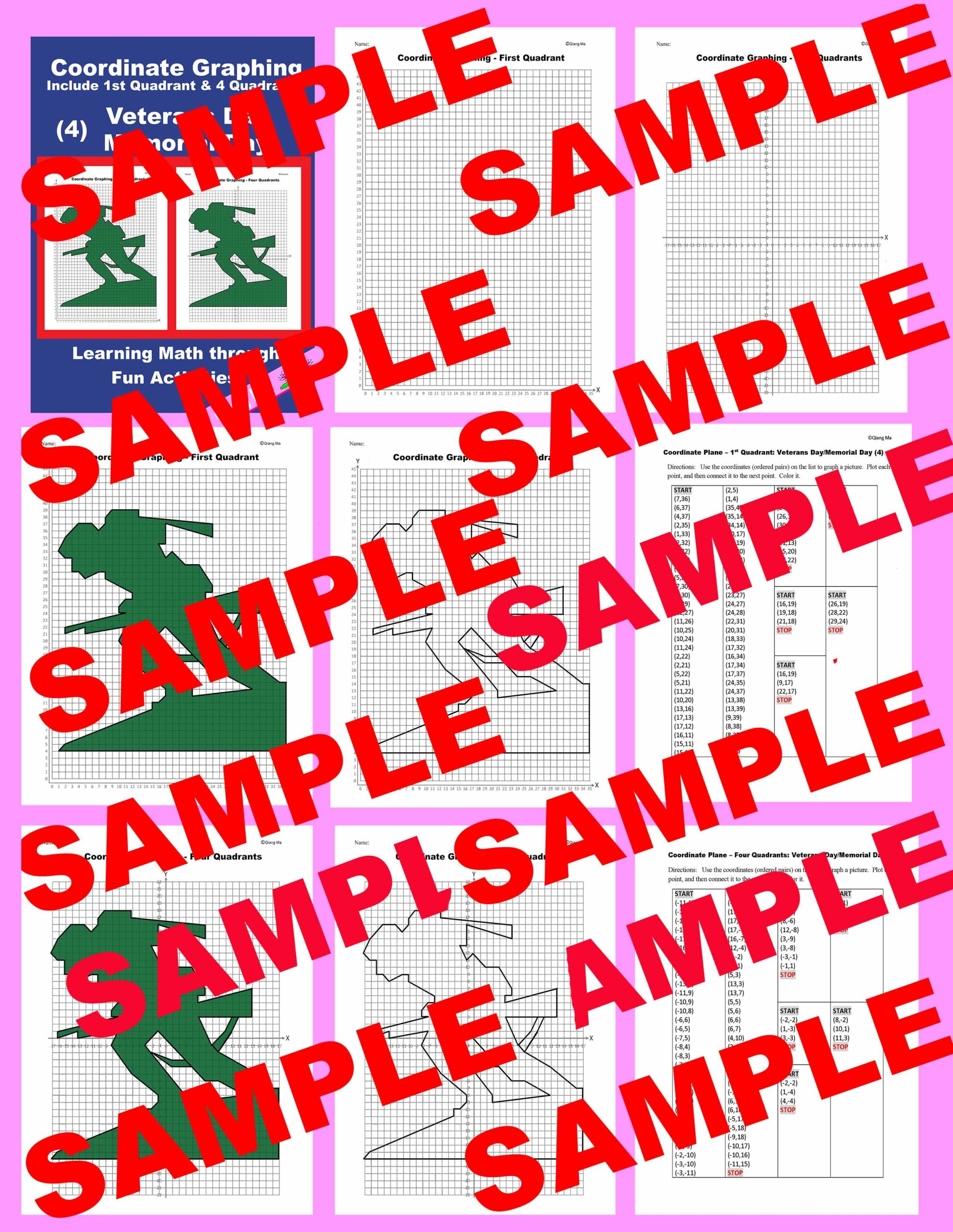 Memorial Day / Veterans Day Coordinate Plane Graphing: Soldier (4 ...