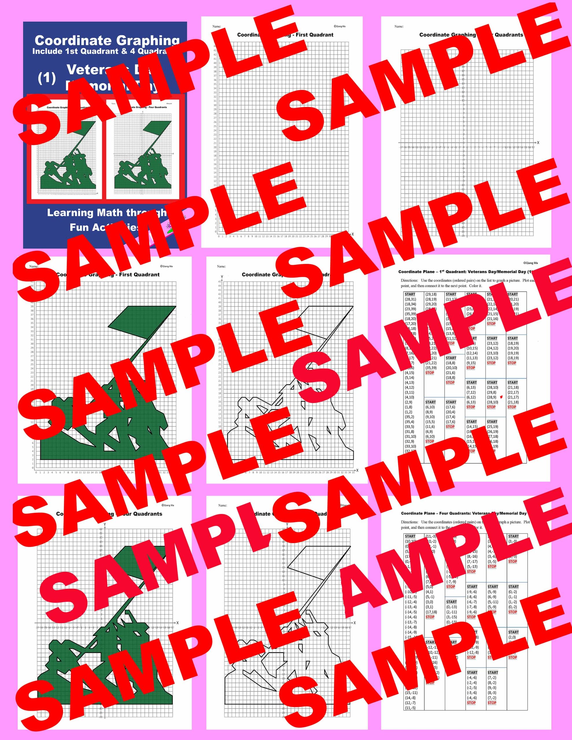 Memorial Day / Veterans Day Coordinate Plane Graphing: Soldier (1 ...