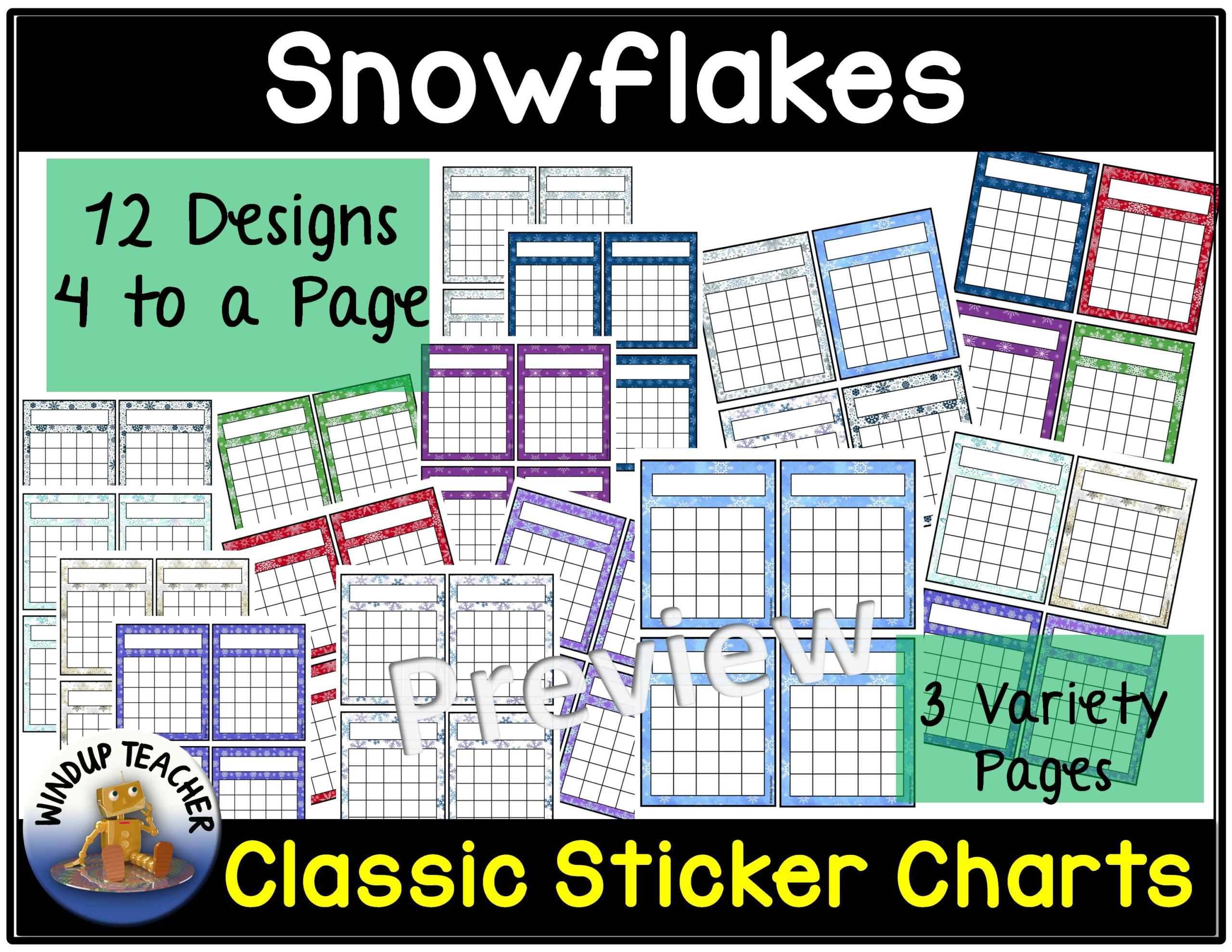 Snowflake Classic Sticker Charts | Made By Teachers