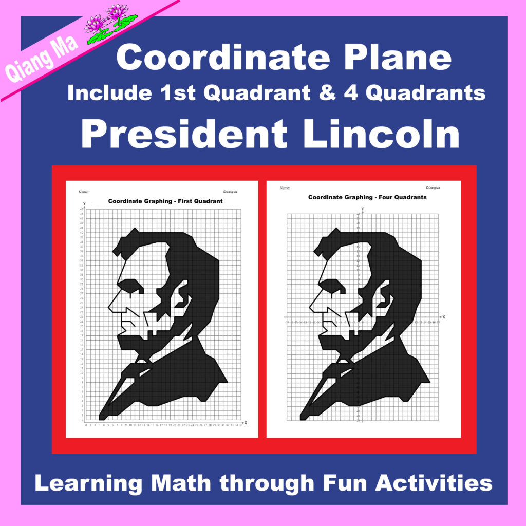 Presidents' Day Coordinate Plane Graphing Picture: Lincoln | Made By ...