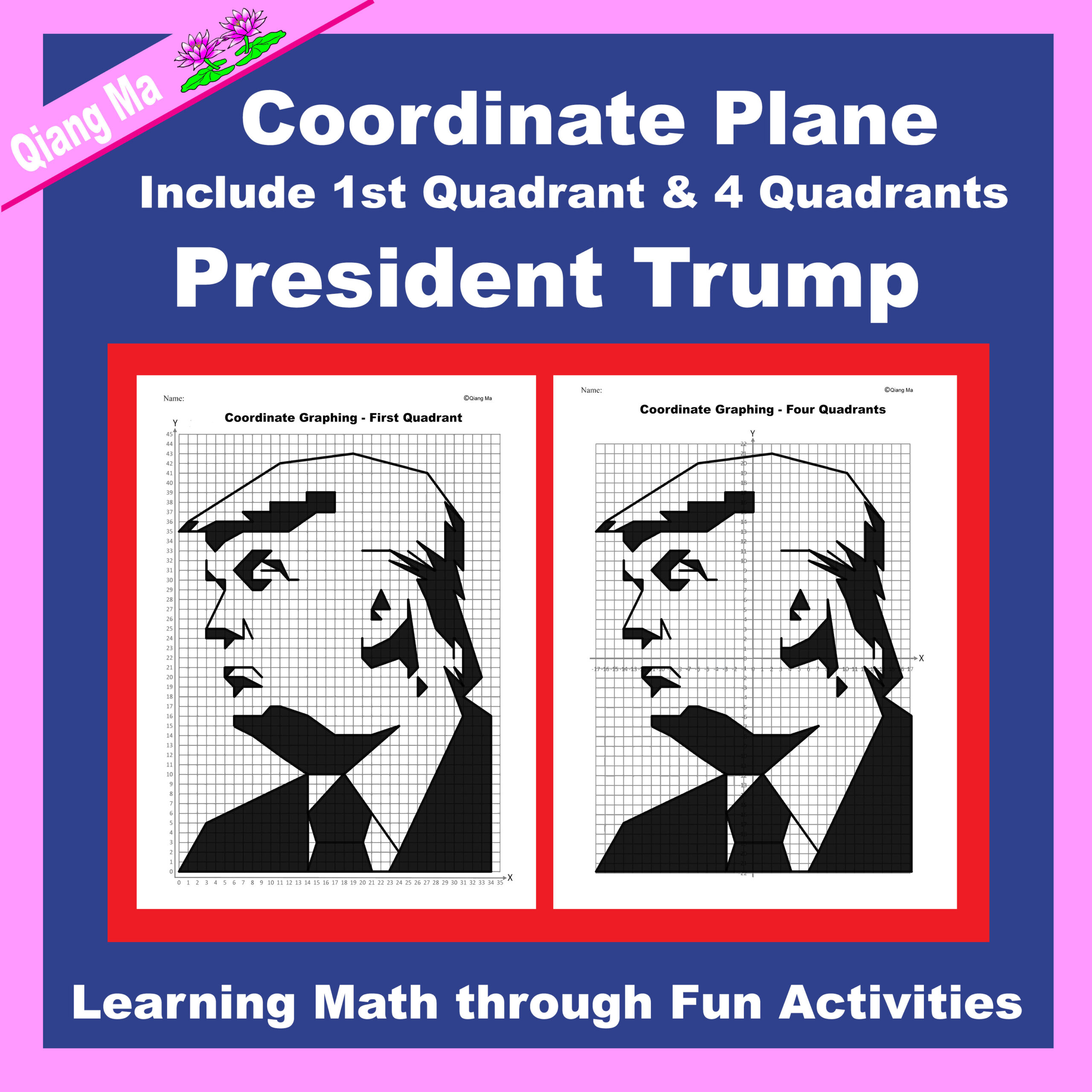 Presidents' Day Coordinate Plane Graphing Picture: Trump | Made By Teachers