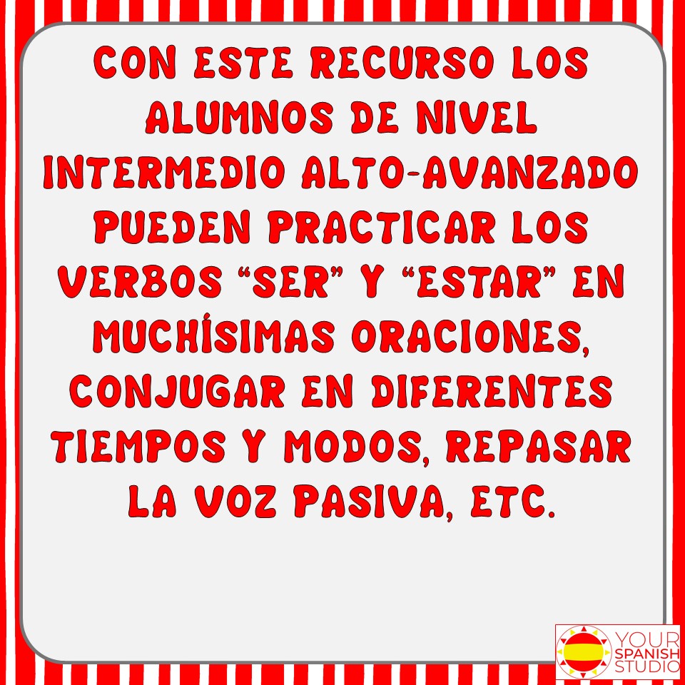 Ser and Estar in Spanish grammar activities for advanced learners no ...
