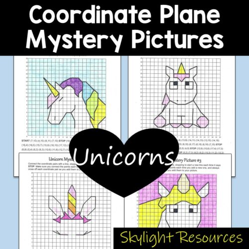Unicorns and Sharks Coordinate Plane Mystery Graphing Pictures Bundle ...