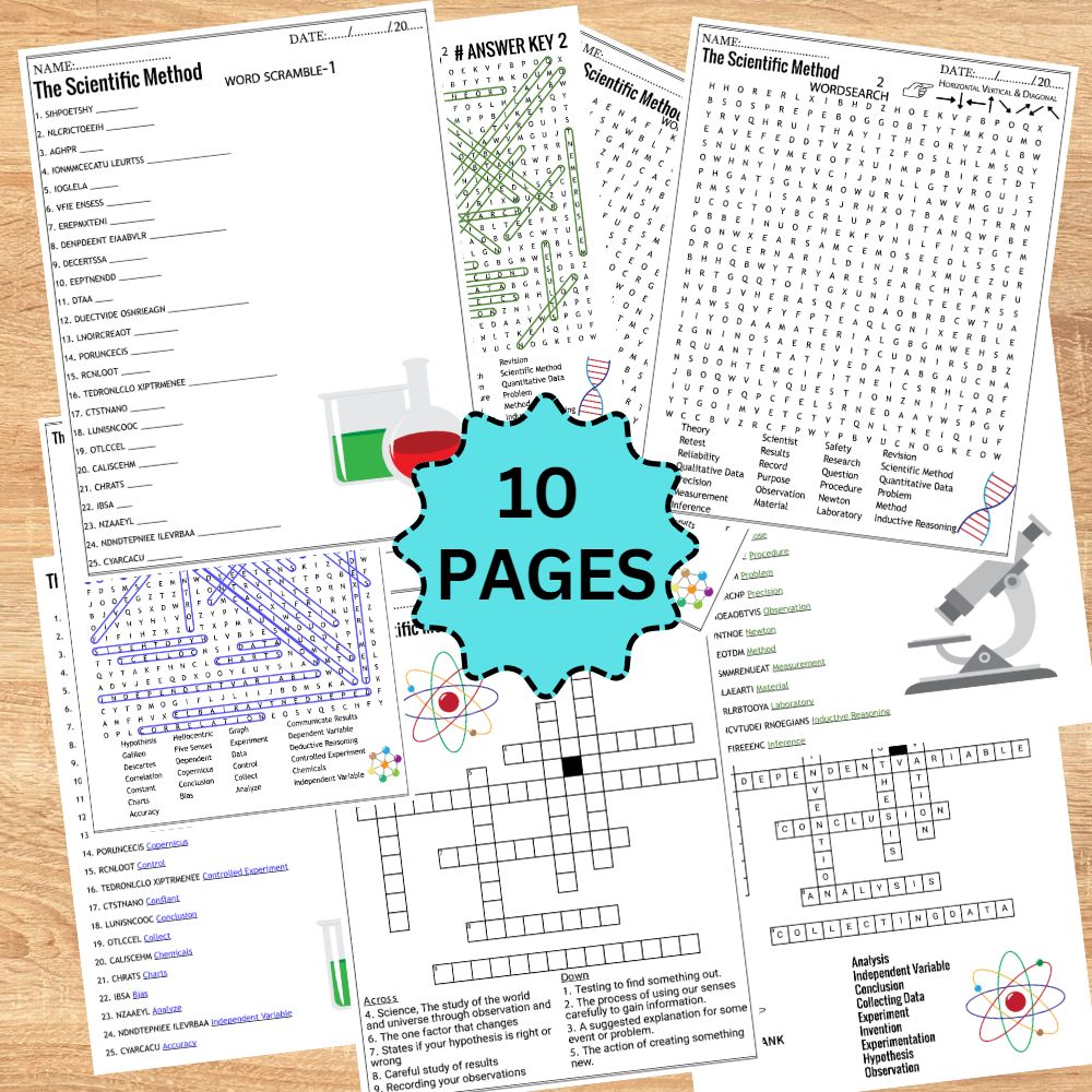 The Scientific Method Worksheets Crossword-Word Scramble-Word Search ...