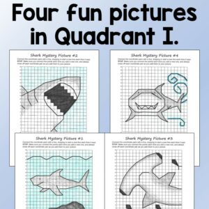 Coordinate Plane Mystery Graphing Pictures Activity Quadrant I Sharks ...